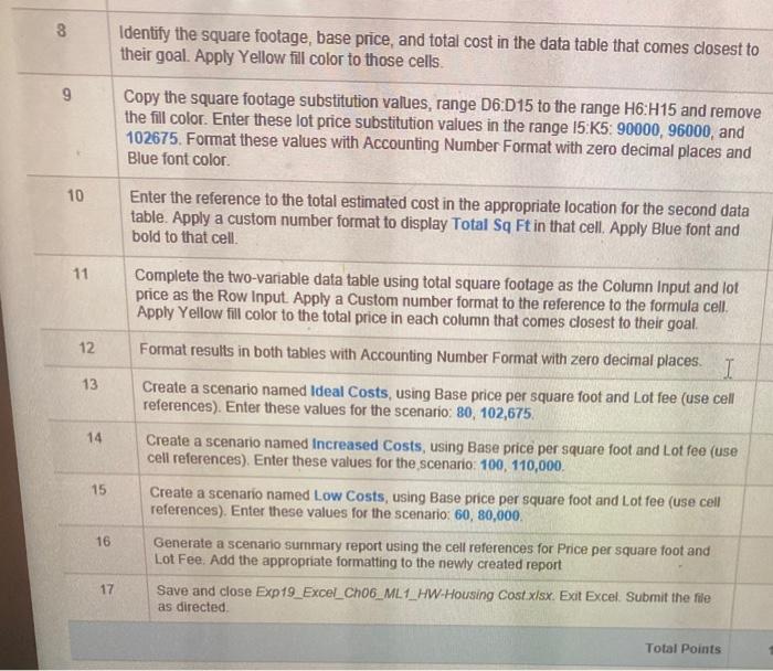 Exp19_Excel_Ch06_ML1_Housing_Cost roject Description: | Chegg.com