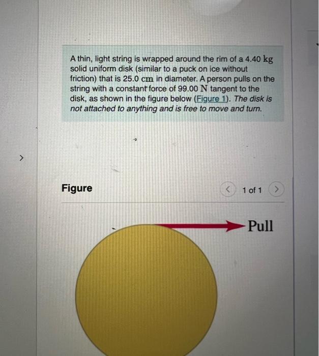 Solved A thin, light string is wrapped around the rim of a | Chegg.com