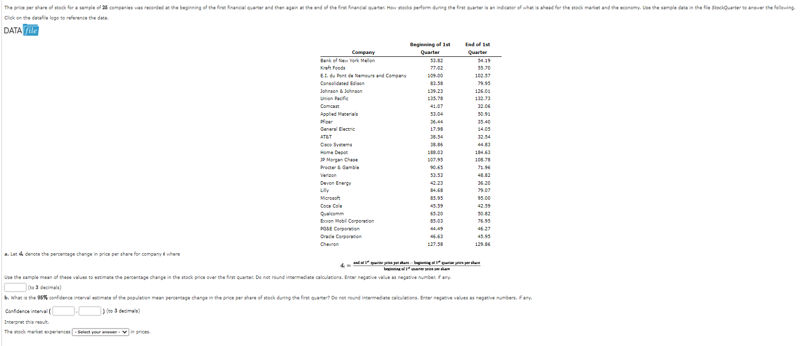 Solved Click on the datafile logo to reference the data.DATA | Chegg.com