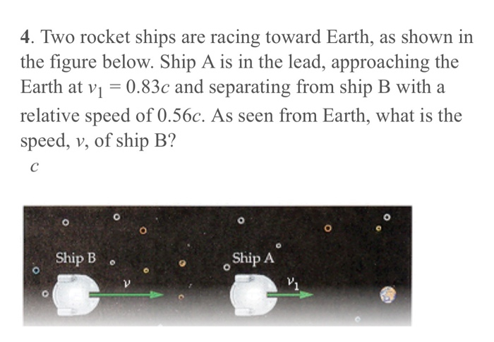 Solved 4. Two rocket ships are racing toward Earth, as shown | Chegg.com