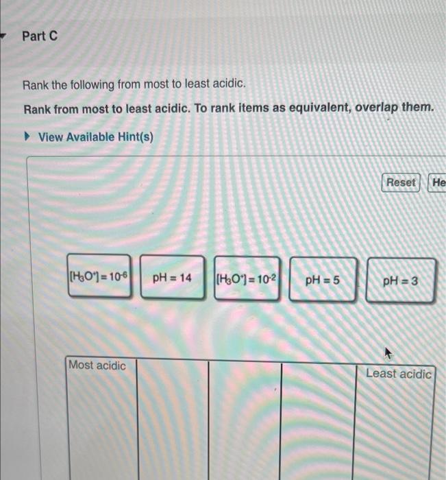 Solved Rank the following from most to least acidic. Rank | Chegg.com