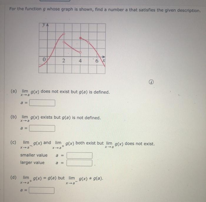 Solved For the function g whose graph is shown, find a | Chegg.com