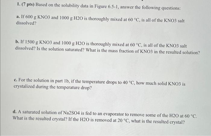 Solved 1. (7 pts) Based on the solubility data in Figure | Chegg.com
