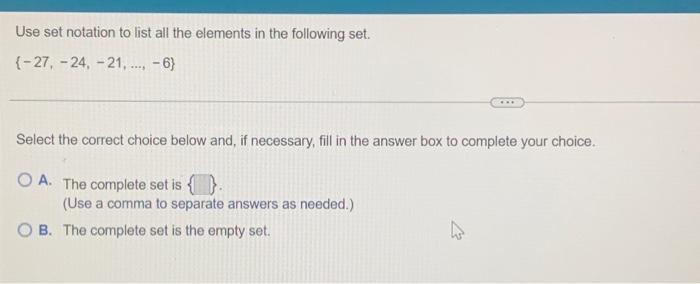 Solved Use set notation to list all the elements in the | Chegg.com