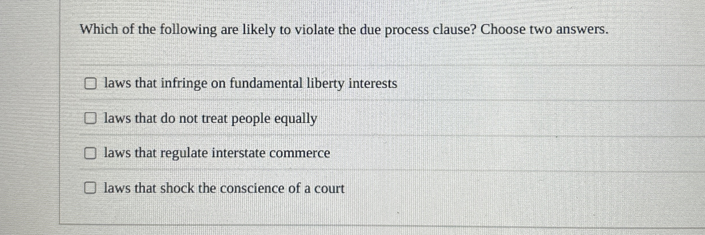 Solved Which of the following are likely to violate the due | Chegg.com