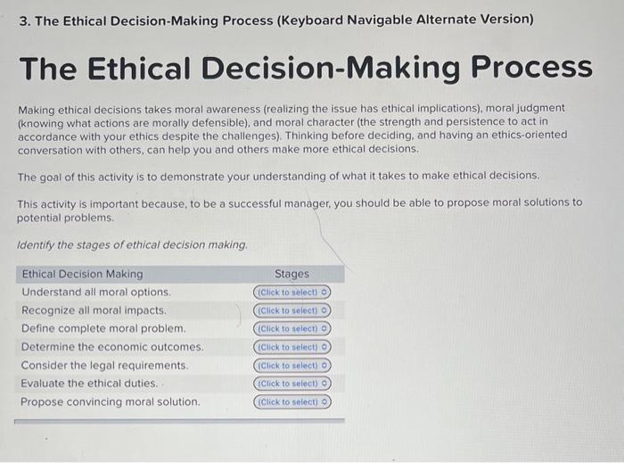 3. The Ethical Decision-Making Process (Keyboard | Chegg.com