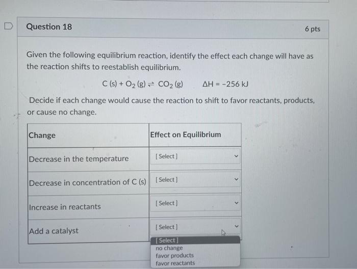 Solved Given the following equilibrium reaction, identify | Chegg.com