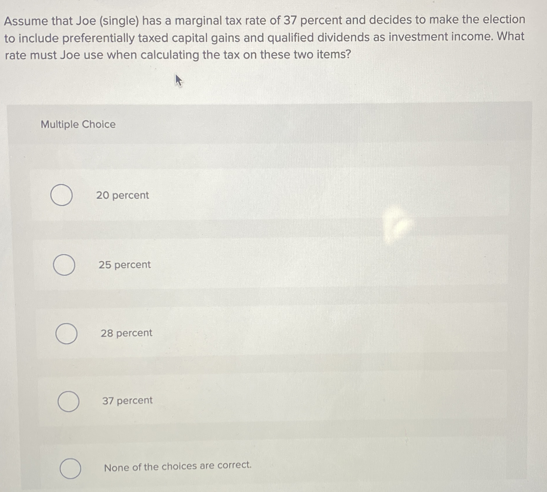 Solved Assume that Joe (single) ﻿has a marginal tax rate of | Chegg.com