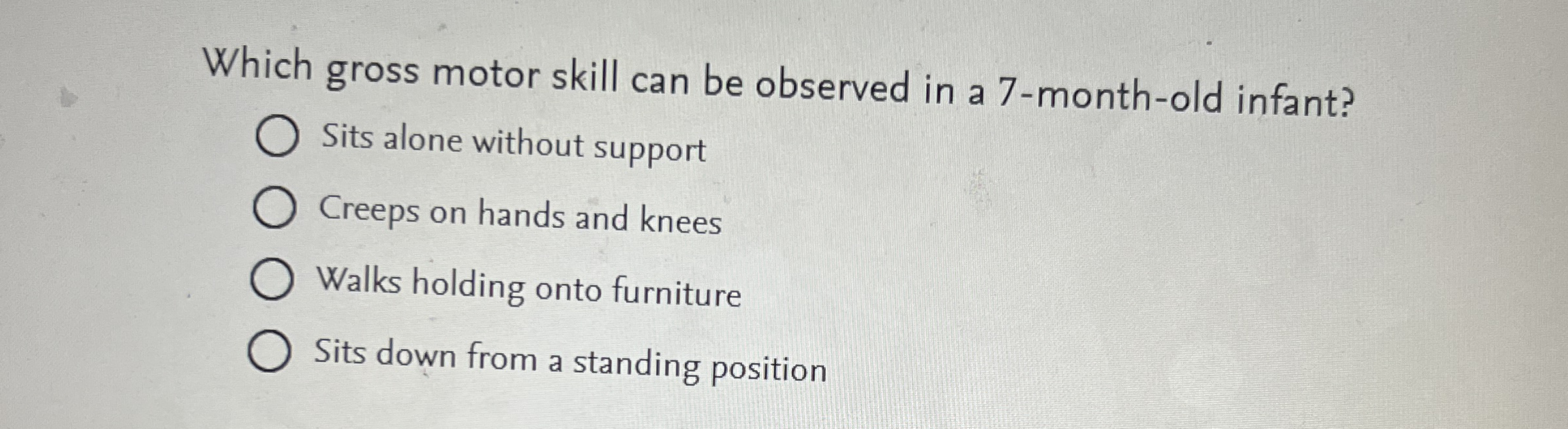 Solved Which gross motor skill can be observed in a | Chegg.com