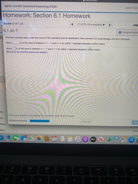 Solved math.co MATH 153-001 Statistical Reasoning (FA20) | Chegg.com