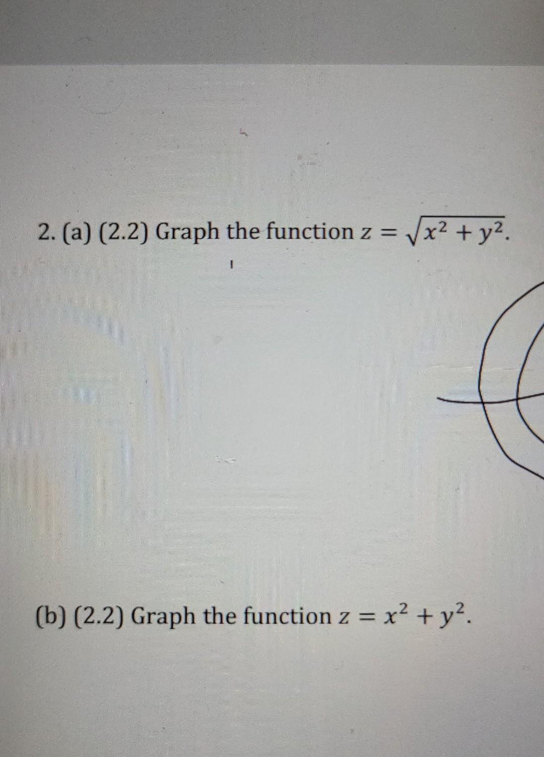 Solved 2. (a) (2.2) Graph the function z = √√x² + y². 1 (b) | Chegg.com