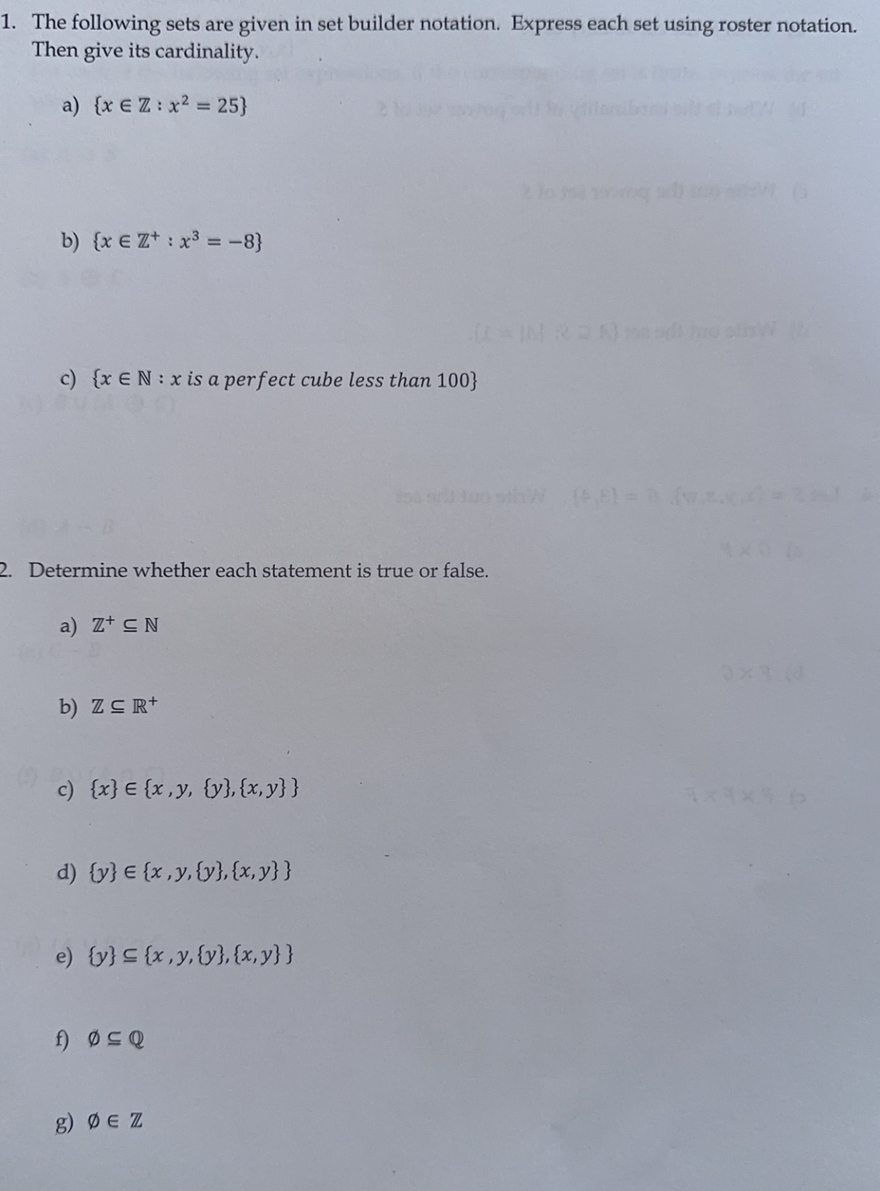Solved The following sets are given in set builder notation. | Chegg.com