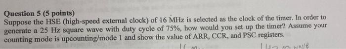 Solved Question 5 (5 points) Suppose the HSE (high-speed | Chegg.com