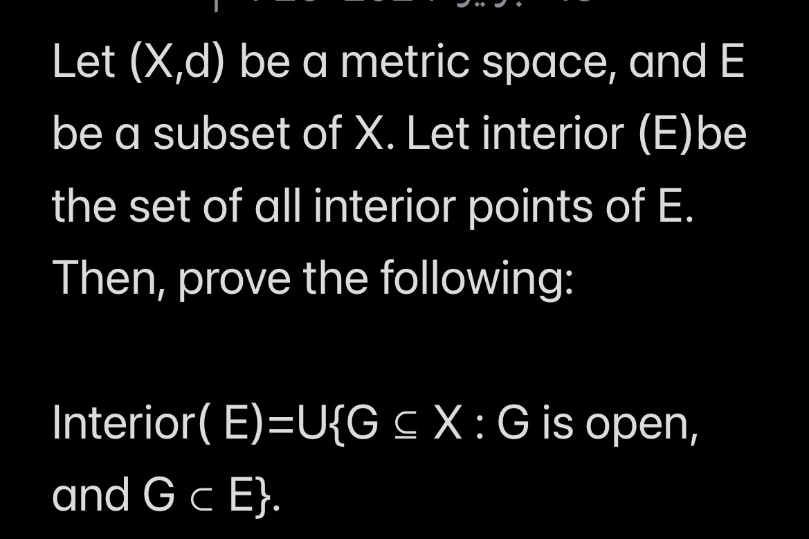 Solved Let (x,d) be a metric space, and E be a subset of | Chegg.com Solved Let (x,d) be a metric space, and E be a subset of | Chegg.com