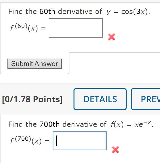 Solved Find the 60th derivative of | Chegg.com