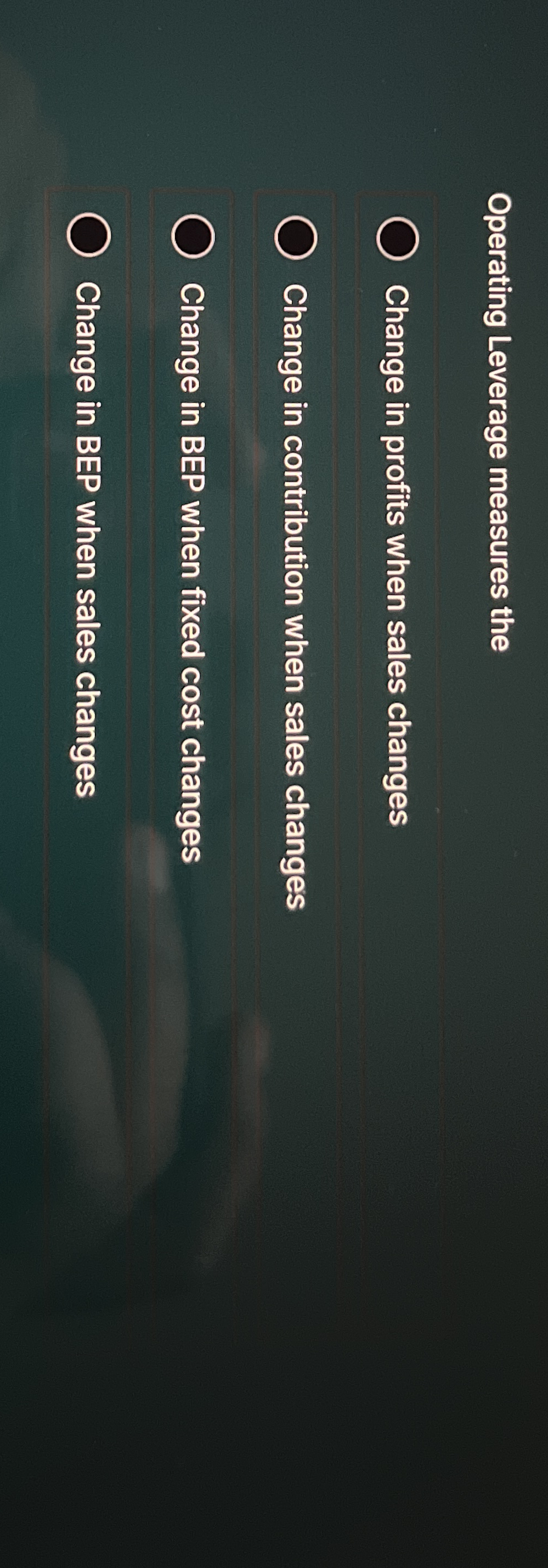 Solved Operating Leverage measures the____Change in profits | Chegg.com