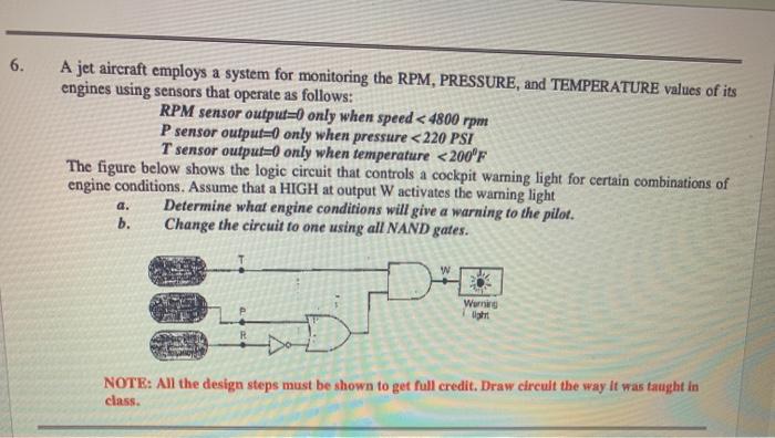 Solved 6. A jet aircraft employs a system for monitoring the | Chegg.com