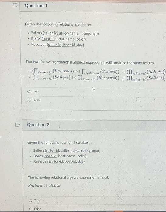 Solved Question 1 . Given the following relational database: | Chegg.com