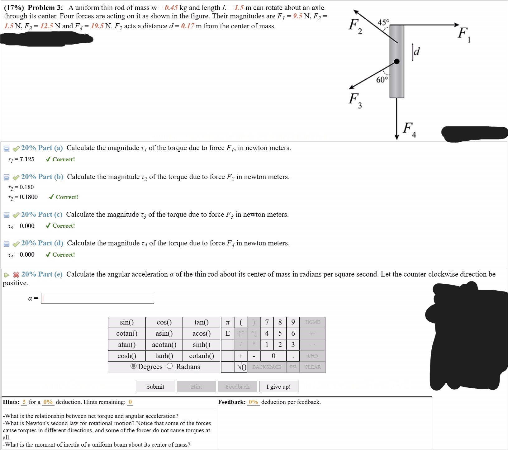 Solved Calculate the angular acceleration \alpha of the | Chegg.com