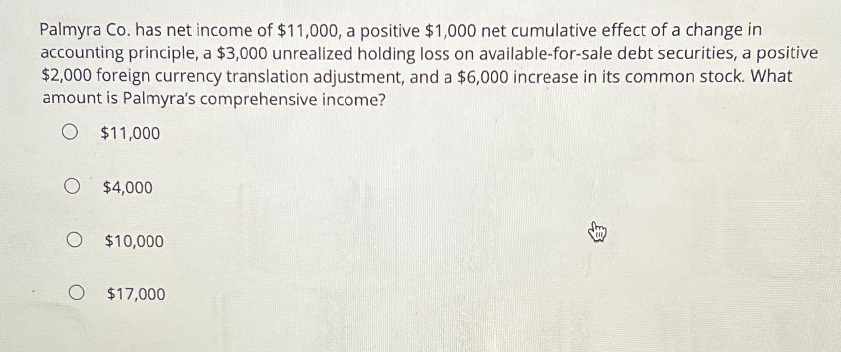 Solved Palmyra Co. has net income of $11,000, a positive | Chegg.com