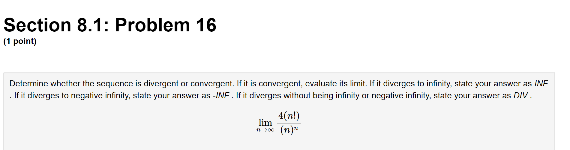 Solved Section 8.1: Problem 16(1 ﻿point)Determine whether | Chegg.com