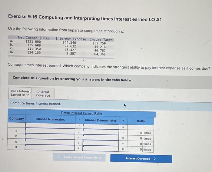 Solved Exercise 9-16 Computing and interpreting times | Chegg.com