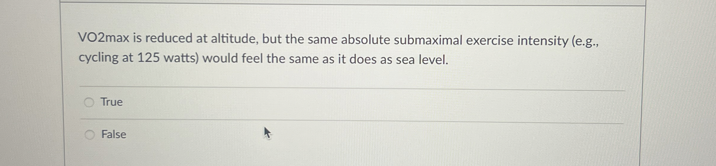 Solved VO2 ﻿max is reduced at altitude, but the same | Chegg.com