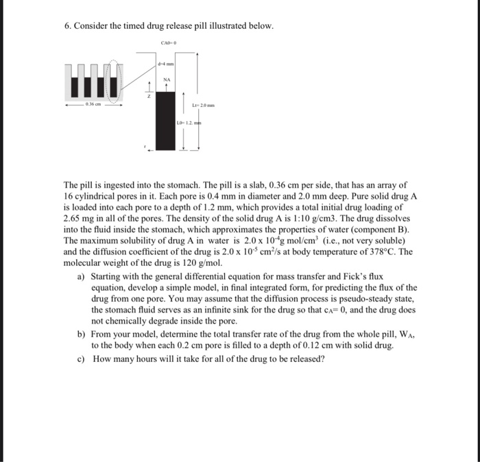 Solved 6. Consider the timed drug release pill illustrated | Chegg.com