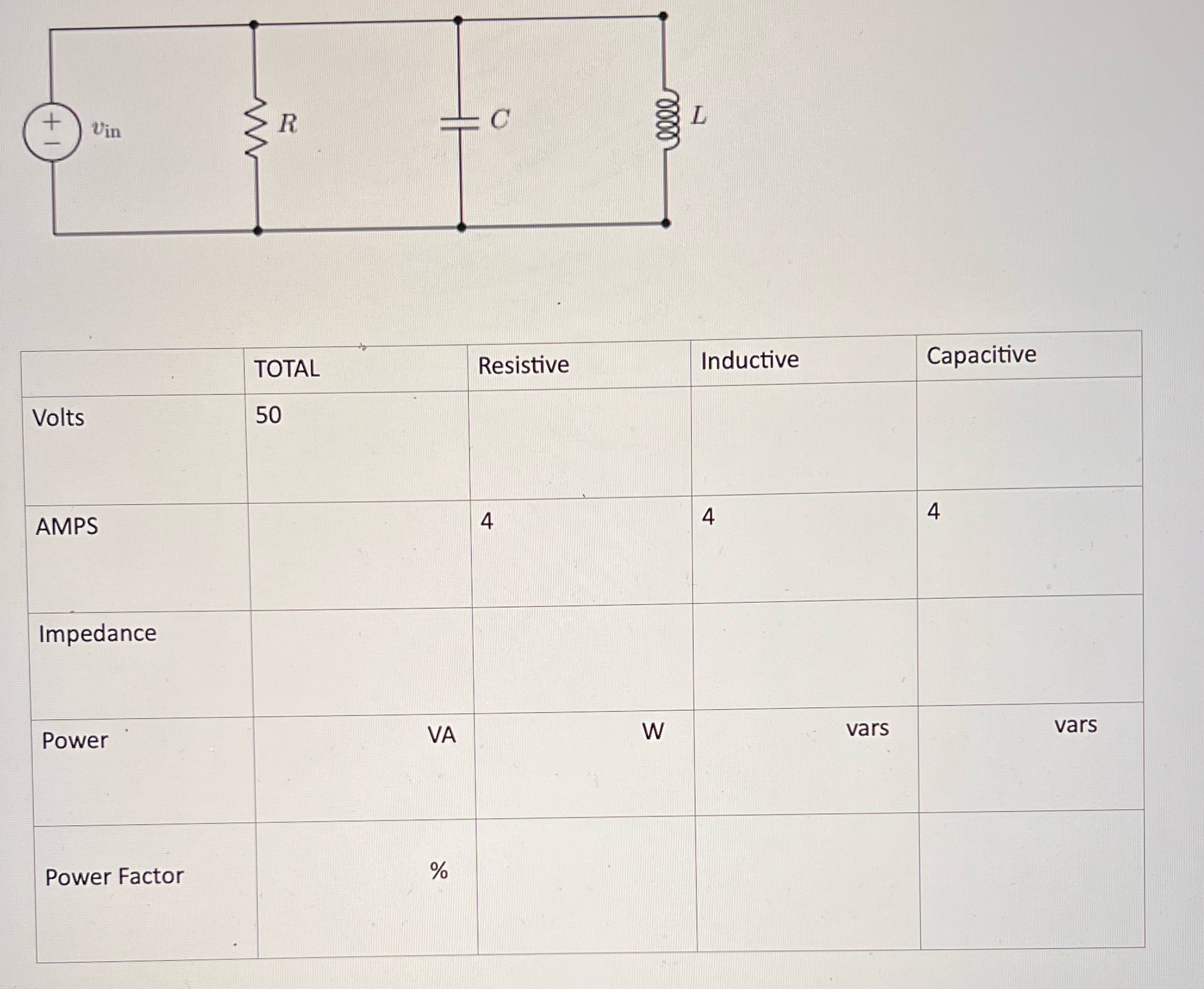 Solved How to solve this circuit for the table below??? | Chegg.com