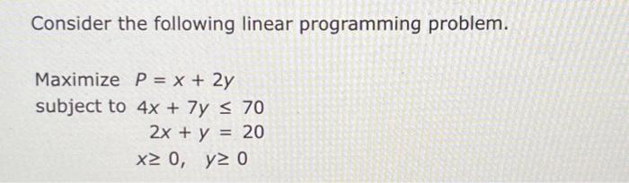 Solved Consider the following linear programming problem. | Chegg.com