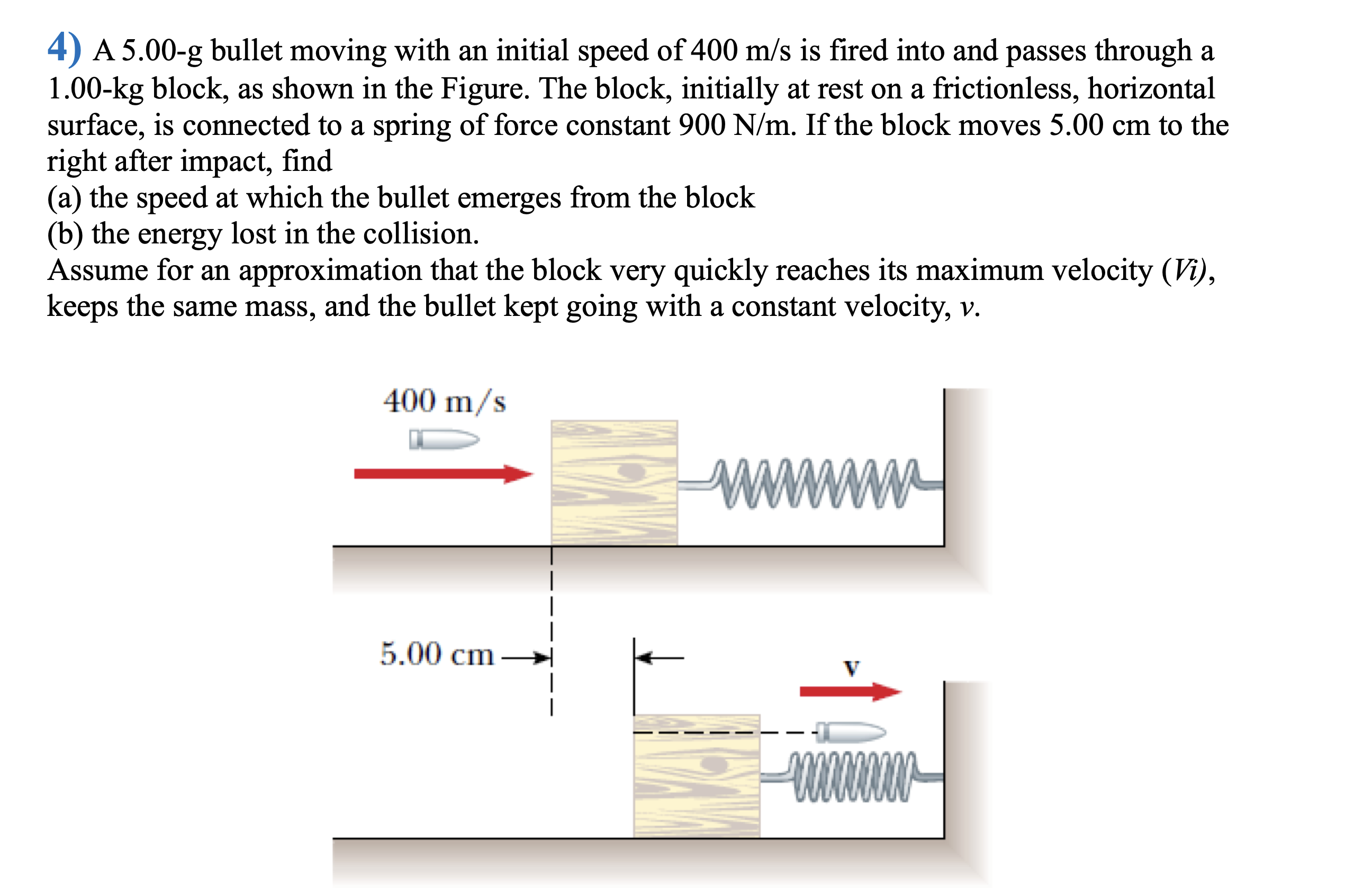 Solved 4) ﻿A \( 5.00-\mathrm{g} \) ﻿bullet moving with an | Chegg.com