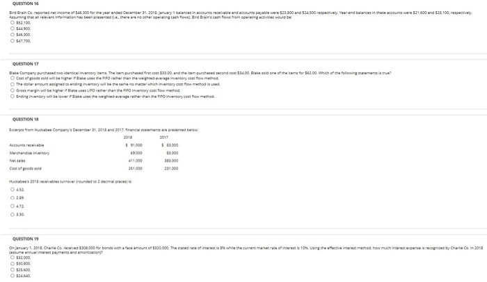 QUESTION 16 00 BirdBrain Consorted income 46300 or | Chegg.com