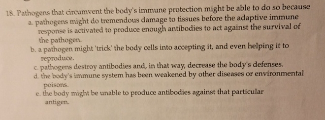 Solved Pathogens that circumvent the body's immune | Chegg.com