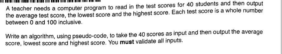 Solved A teacher needs a computer program to read in the | Chegg.com