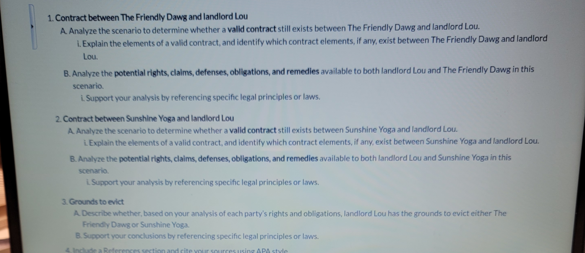 Solved Contract between The Friendly Dawg and landlord LouA. | Chegg.com