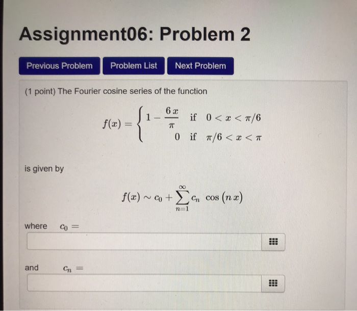 Solved Assignment06 Problem 2 Previous Problem Problem List 8322
