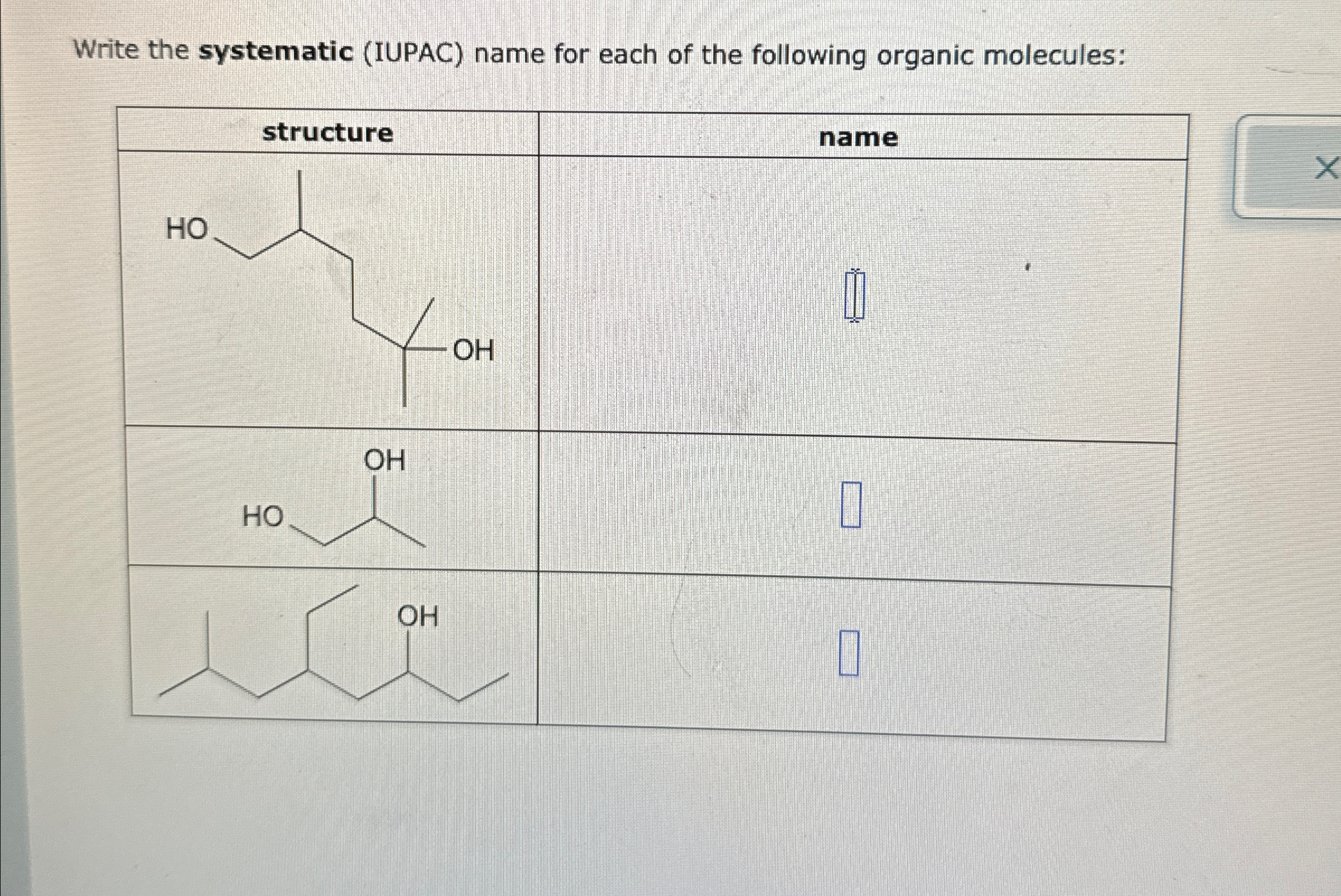 Solved Write the systematic (IUPAC) ﻿name for each of the | Chegg.com