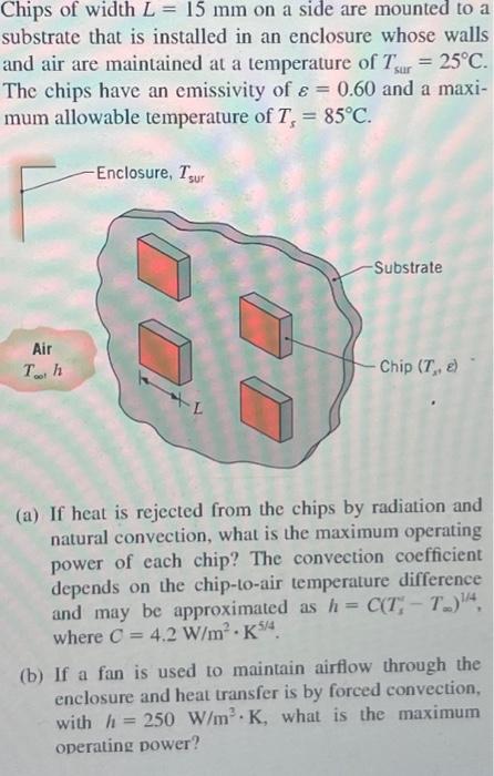 Solved Chips of width L = 15 mm on a side are mounted to a | Chegg.com