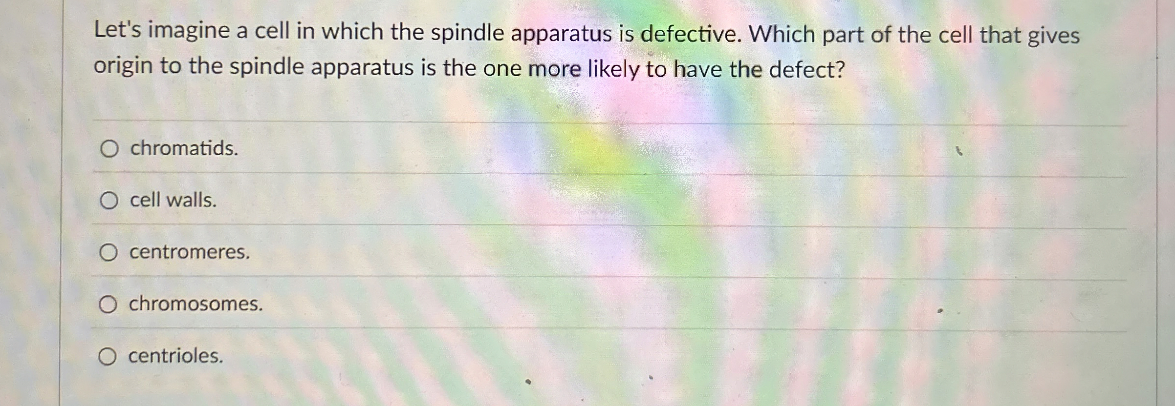 Solved Let's imagine a cell in which the spindle apparatus | Chegg.com