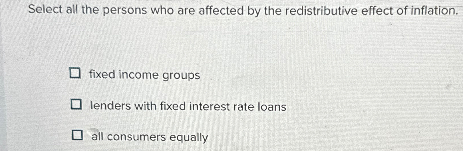Solved Select all the persons who are affected by the | Chegg.com