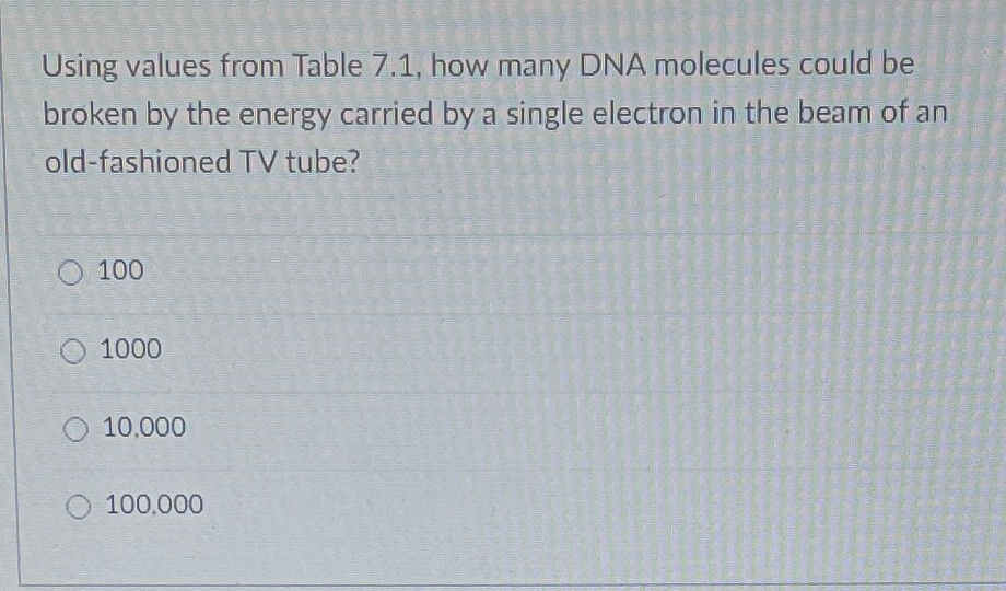 Using values from Table 7.1, ﻿how many DNA molecules | Chegg.com