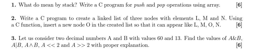 Solved 1. What do mean by stack? Write a C program for push | Chegg.com