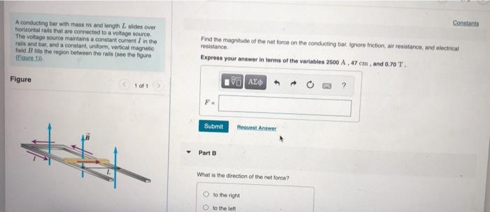 Solved A conducting bar with mass m and length L slides over | Chegg.com
