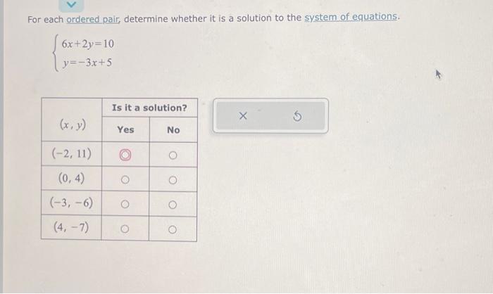 Solved For each ordered pair, determine whether it is a | Chegg.com