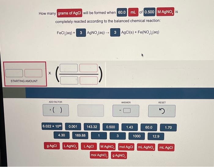 Solved FeCl2(aq)+AgNO3(aq)→AgCl(s)+Fe(NO3)2(aq) | Chegg.com