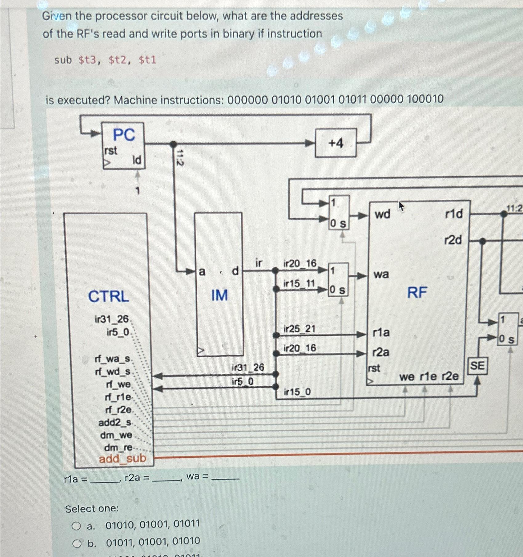 Solved Given the processor circuit below, what are the | Chegg.com