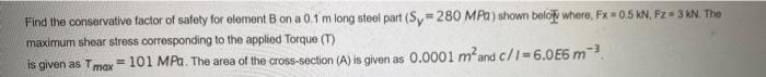 Solved Find the conservative factor of safety for element B | Chegg.com