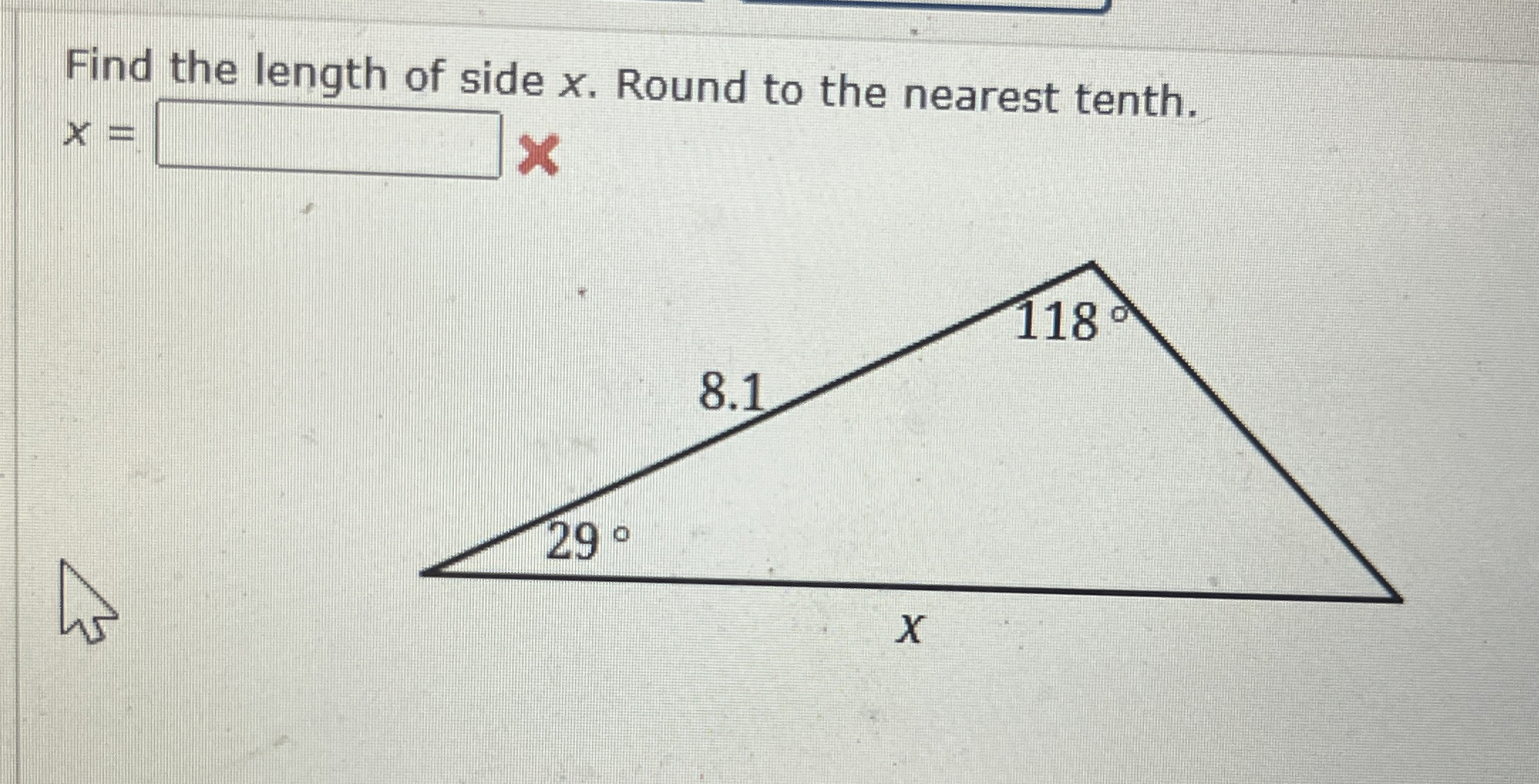 Solved Find the length of side x. ﻿Round to the nearest | Chegg.com
