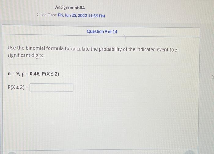 Solved Use the binomial formula to calculate the probability | Chegg.com