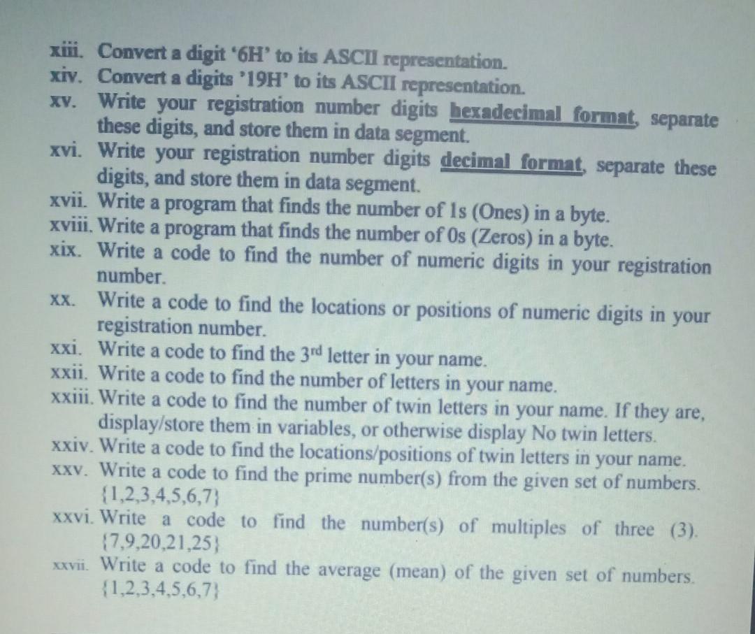Solved Task 1: Write Assembly Language Programs. i. Solve | Chegg.com